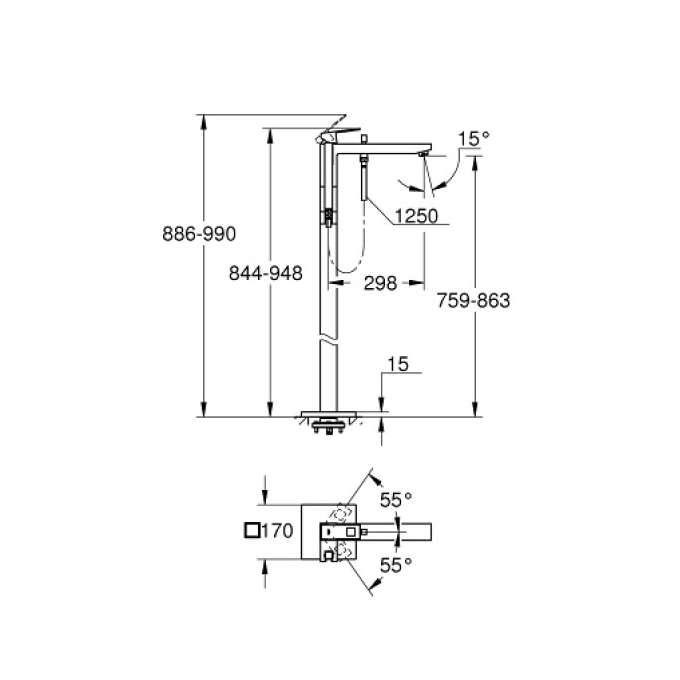 Eurocube Grohe bateria wolnostojąca chrom - sklep Impero24.pl