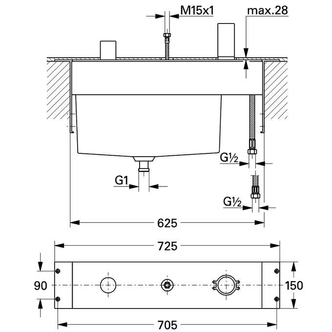 Element Podtynkowy Do Baterii Wannowej 33339000 Grohe - sklep Impero24.pl