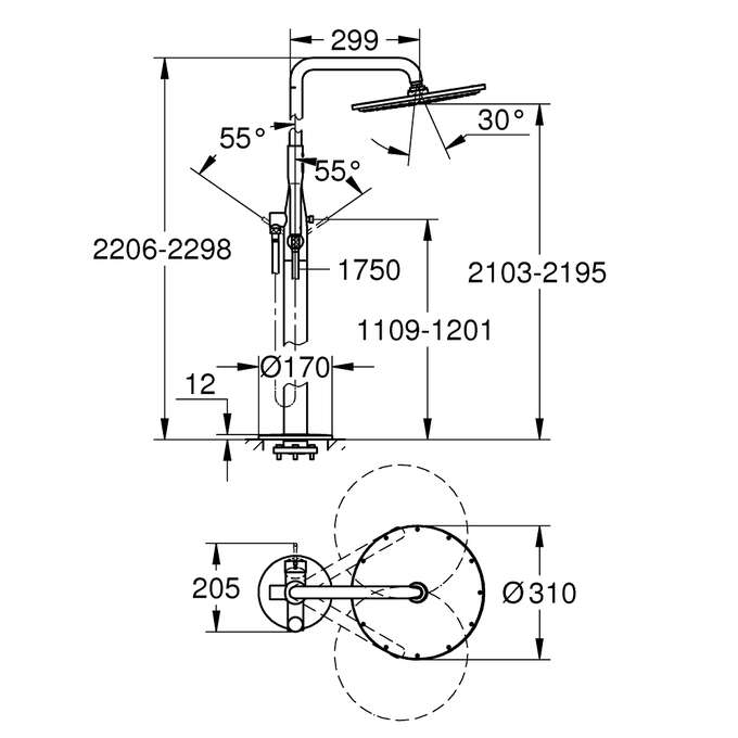 Sence - Wolnostojący System Natryskowy 23741Dc1 Grohe - sklep Impero24.pl