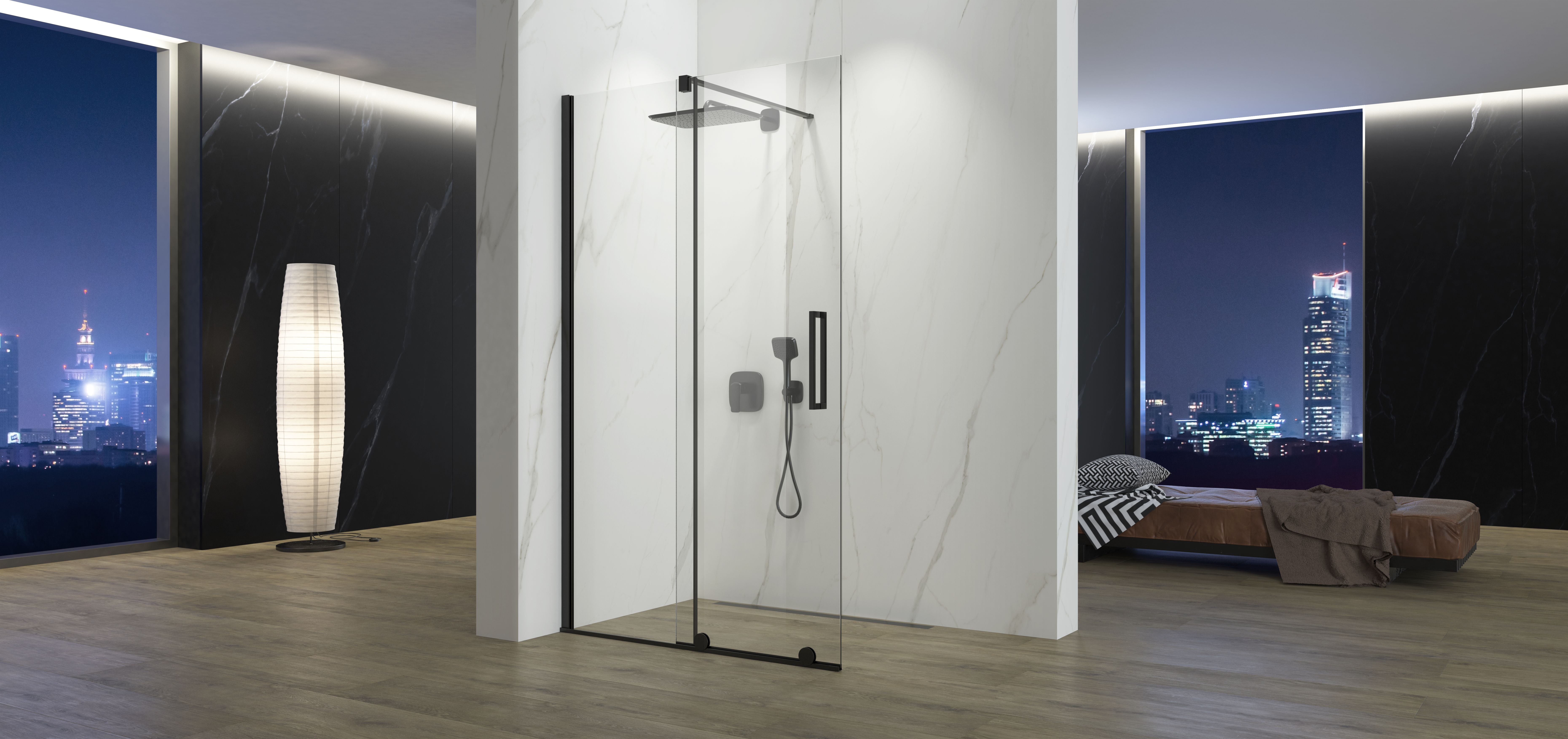 Riva Atrium Nero Walk-In z drzwiami przesuwnymi 140x200cm - sklep ...